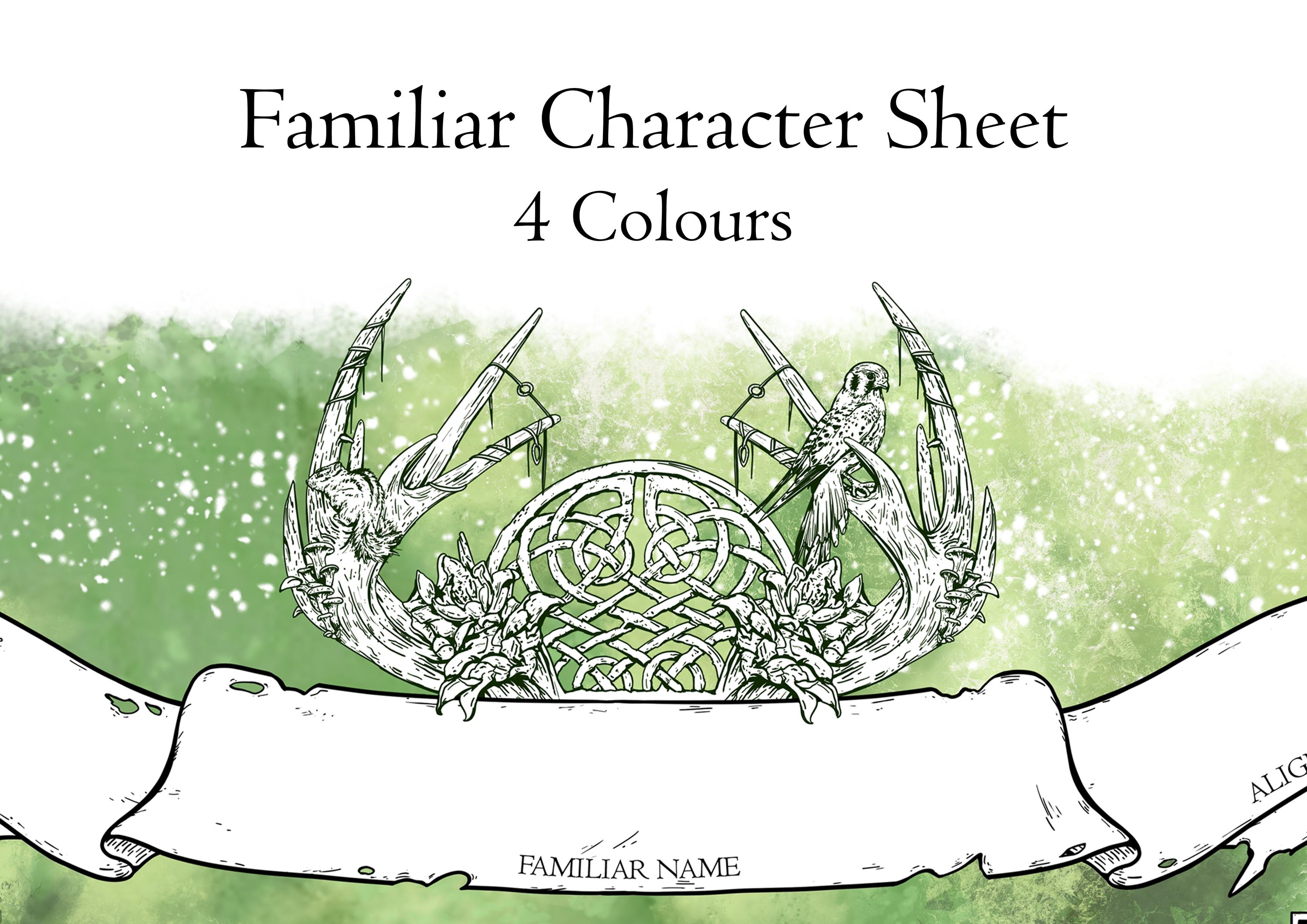 D&D - Familiar Character Sheet - 4 Colours - Etsy