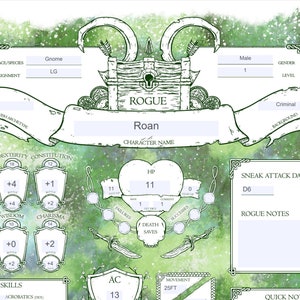 Fillable D&D 5E - Rogue - Character Sheets - Etsy