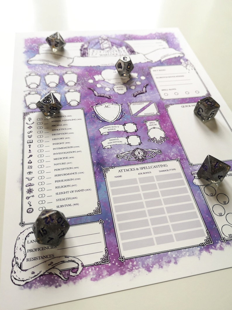 D&D 5E Character Sheets Warlock - Etsy UK