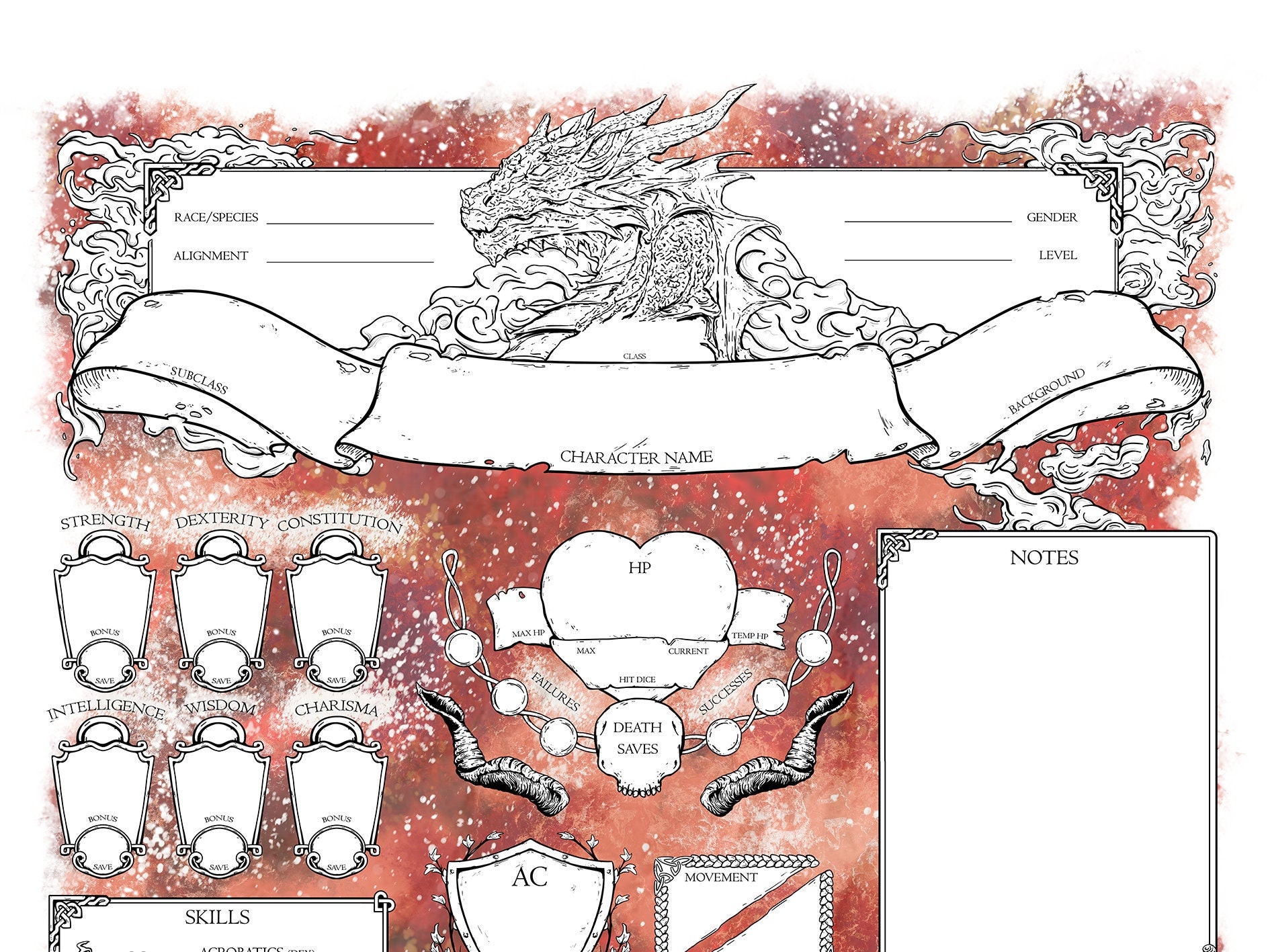 D&D 5E the Drake Character Sheets - Etsy