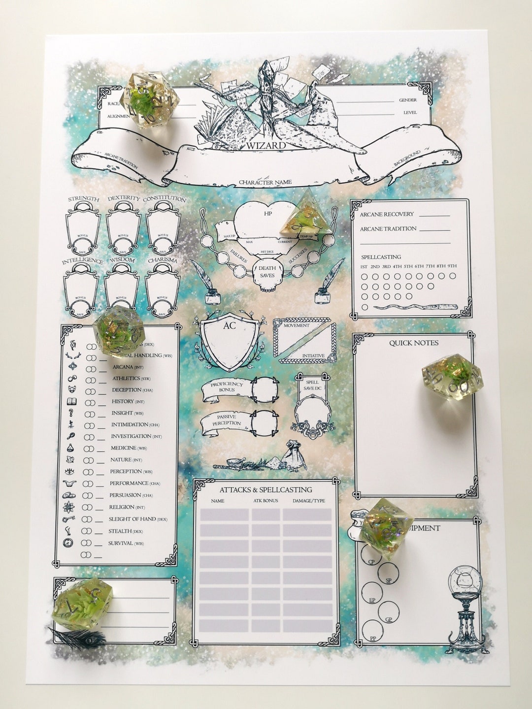 D&D 5E - Wizard - Character Sheets - Etsy