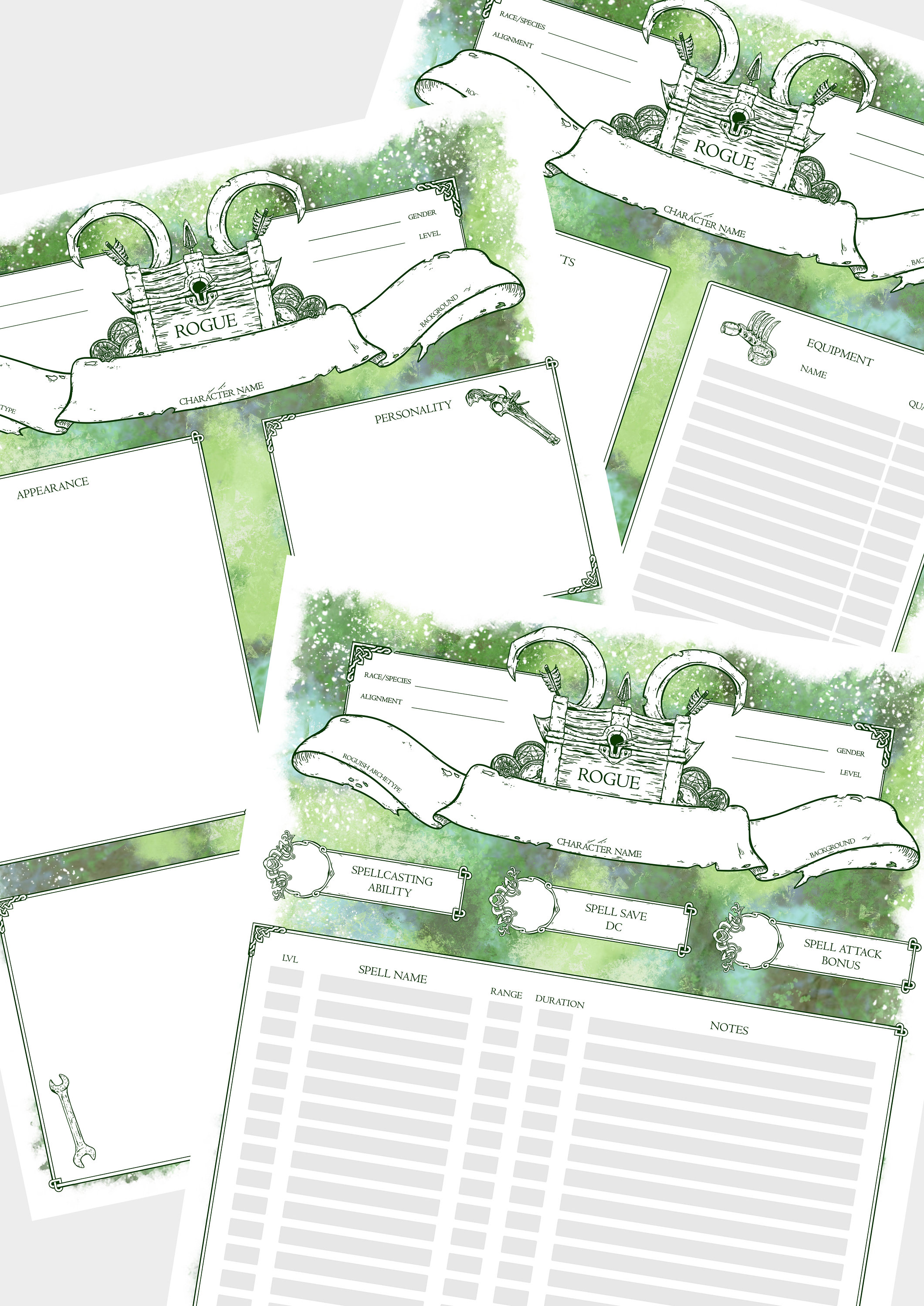 Fillable D&D 5E Rogue Character Sheets - Etsy Australia