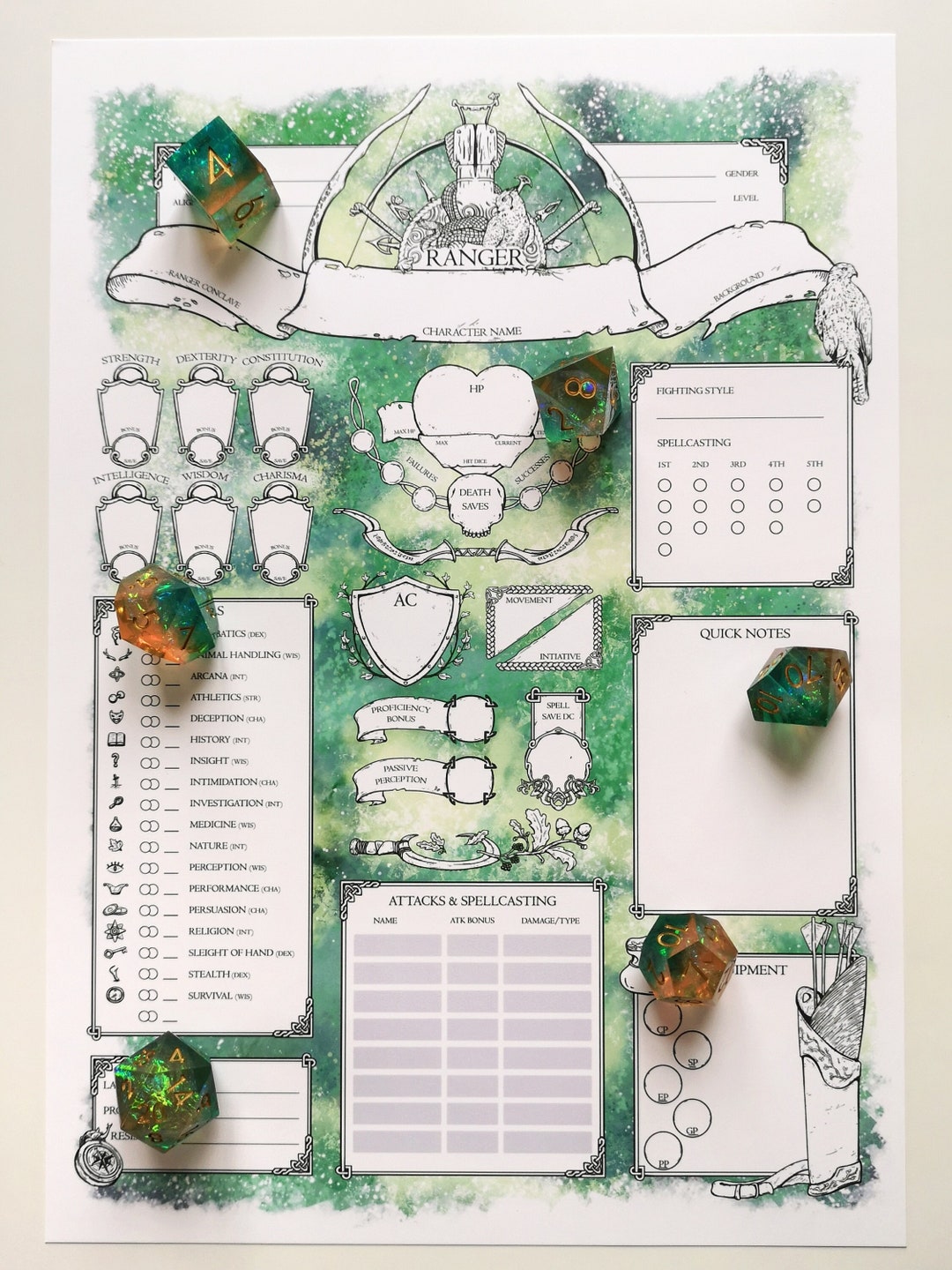 D&D 5E - Ranger - Character Sheets - Etsy