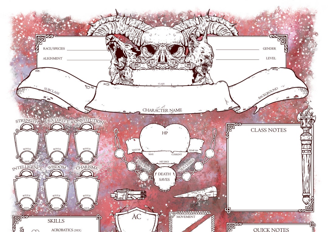 D&D 5E - the Monster Hunter - Character Sheets - Etsy