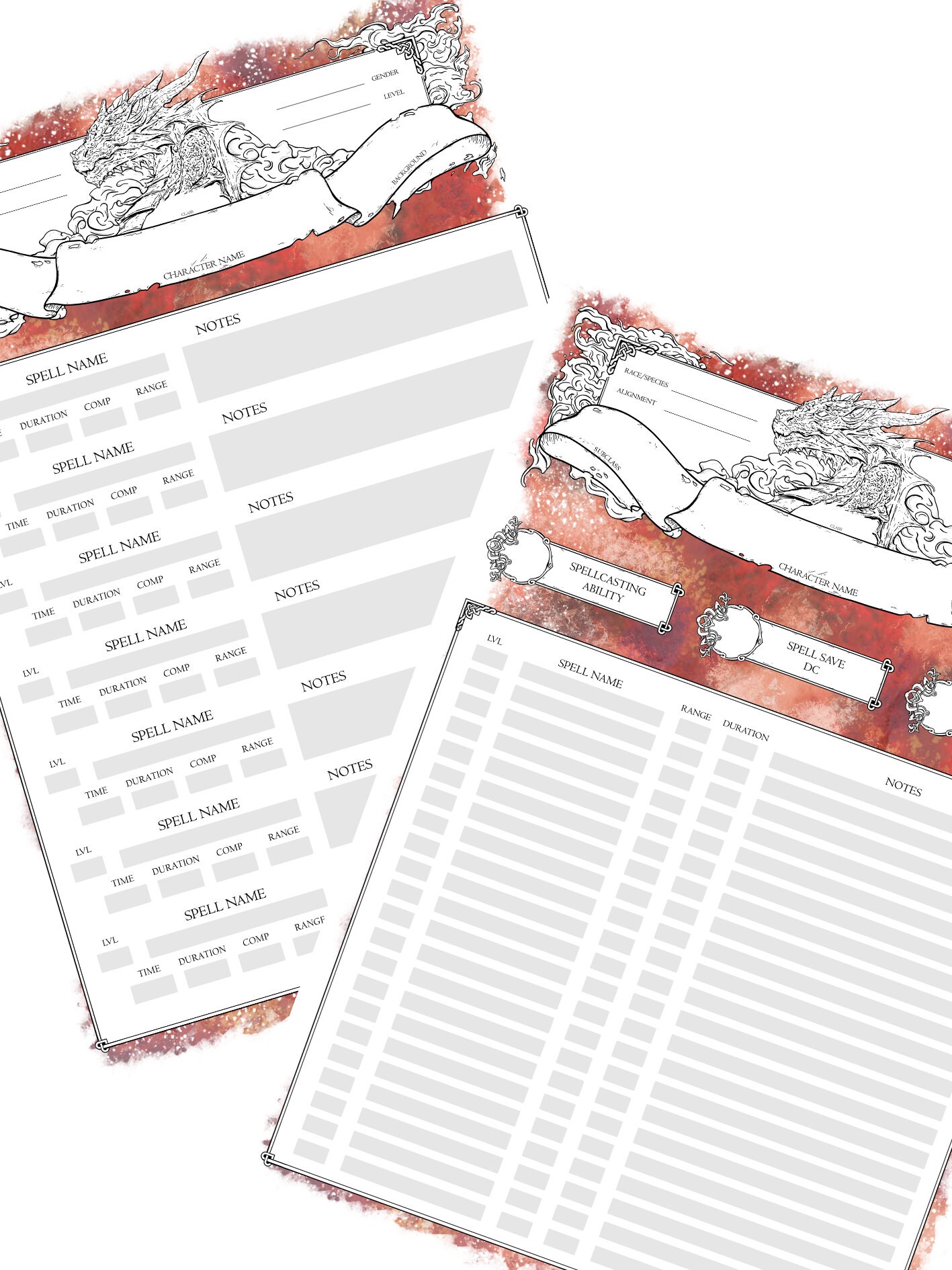 D&D 5E the Drake Character Sheets - Etsy
