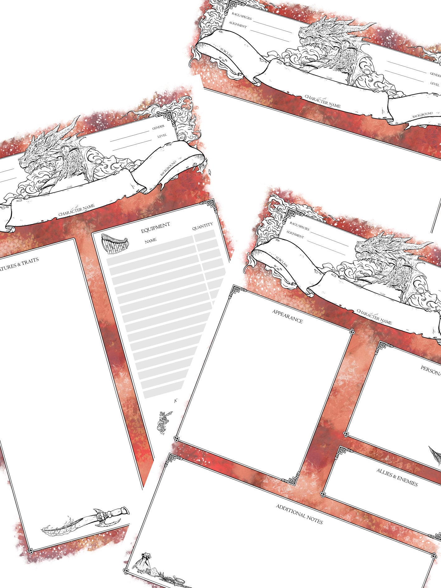 D&D 5E - the Drake - Character Sheets - Etsy