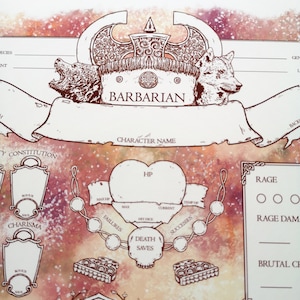 D&D 5E - Barbarian - Character Sheets - Etsy