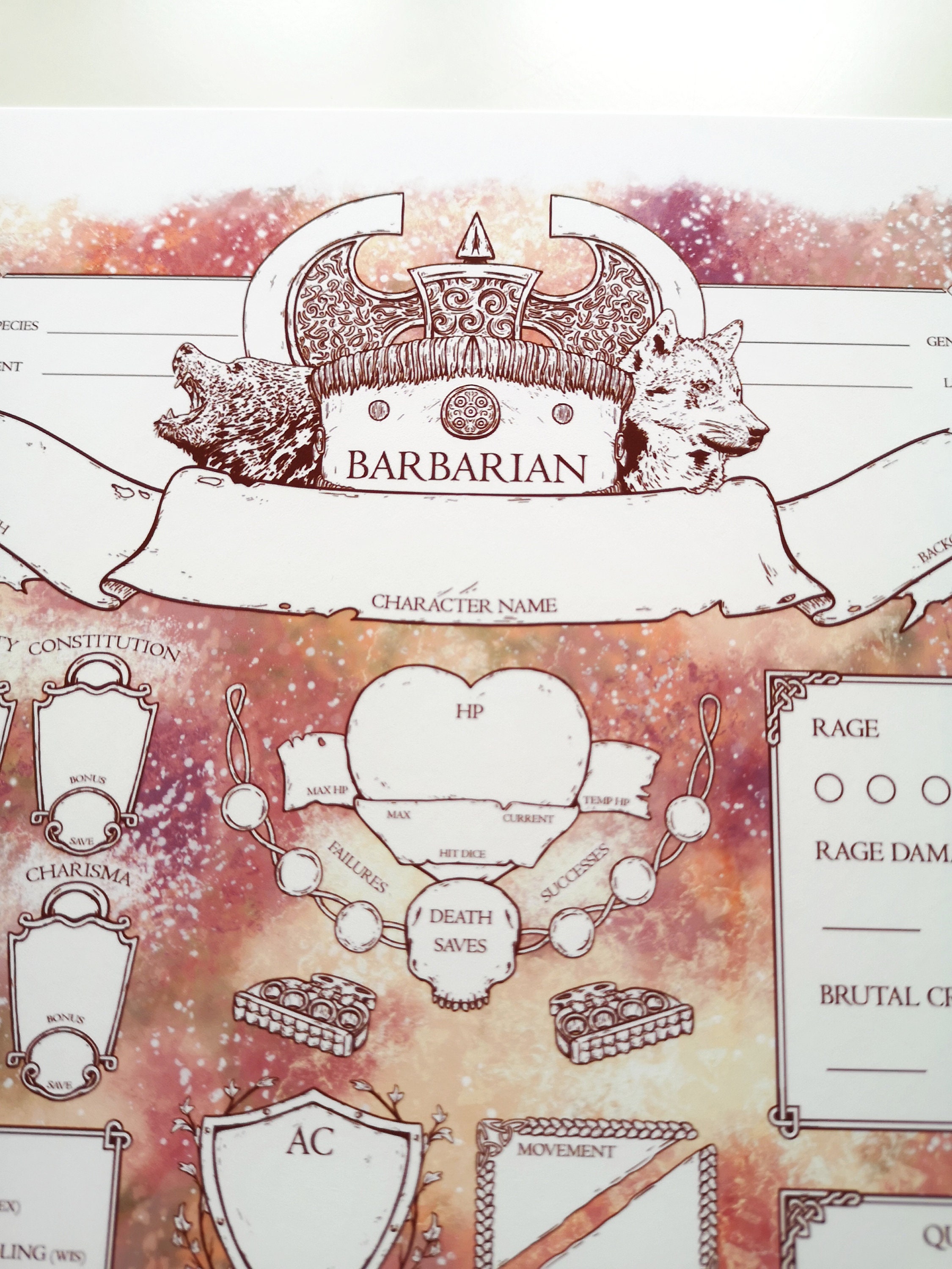 D&D 5E Bárbaro Fichas de personajes - Etsy México