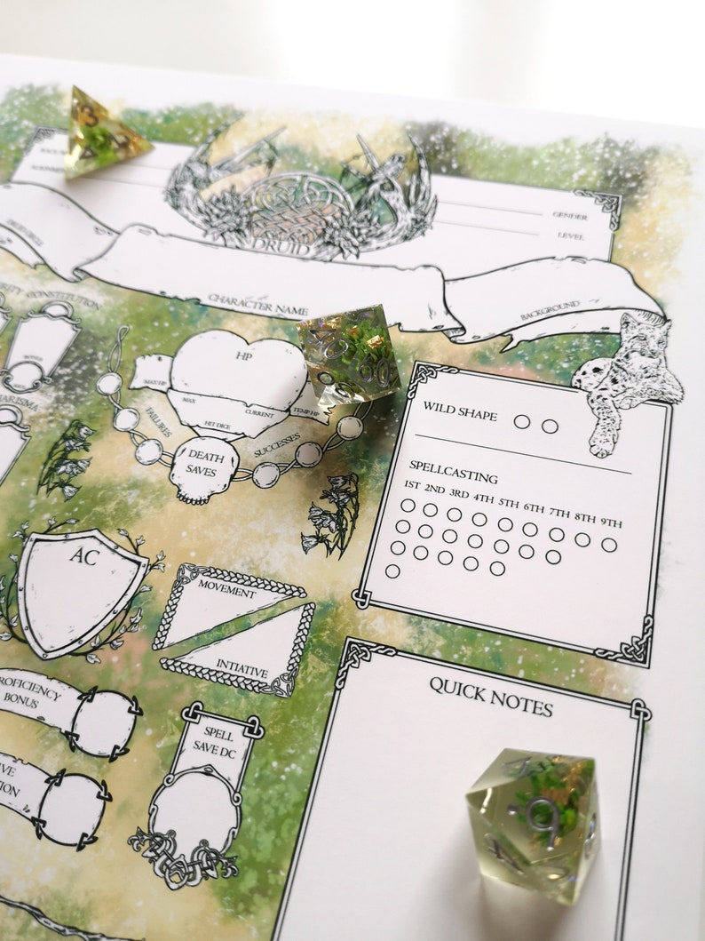 D&D 5E - Druid - Character Sheets - Etsy