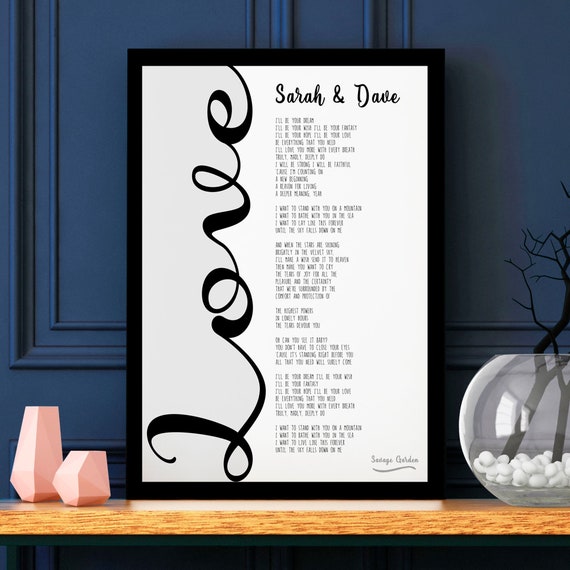 Personalized Song Lyrics Art - Etsy