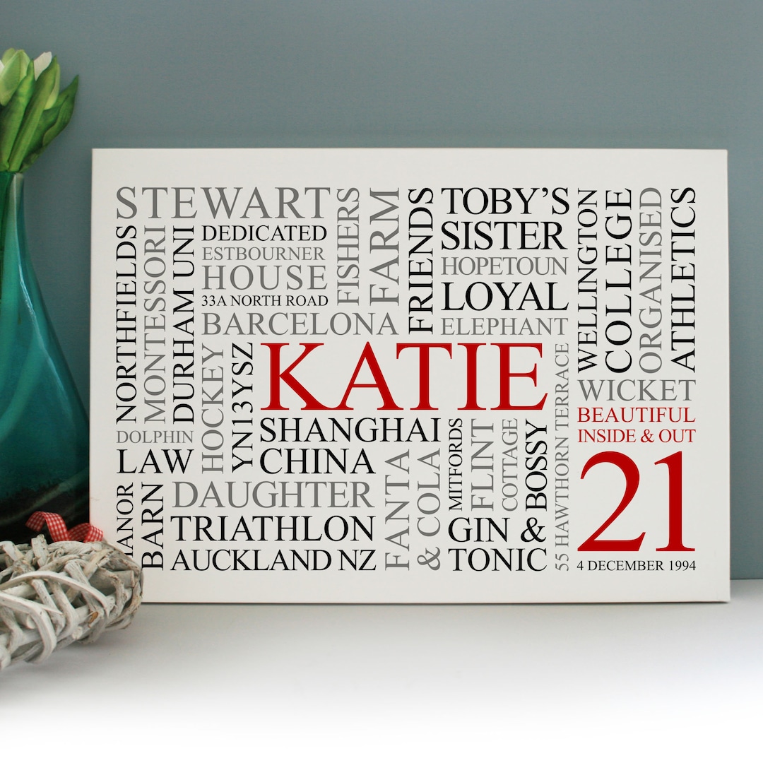 Personalised 21st Birthday Word Art - Etsy