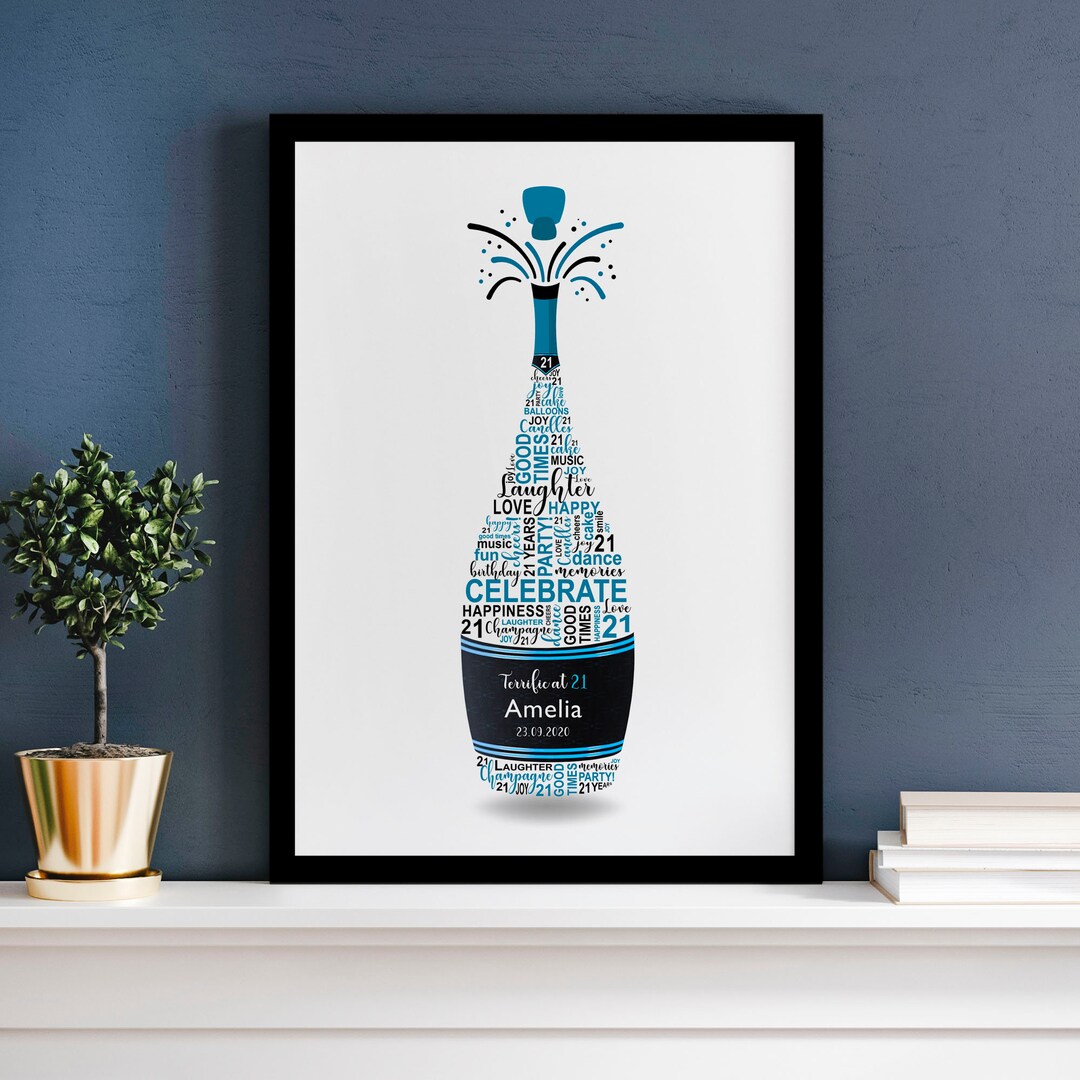 Personalised 21st Birthday Champagne Word Art - Etsy