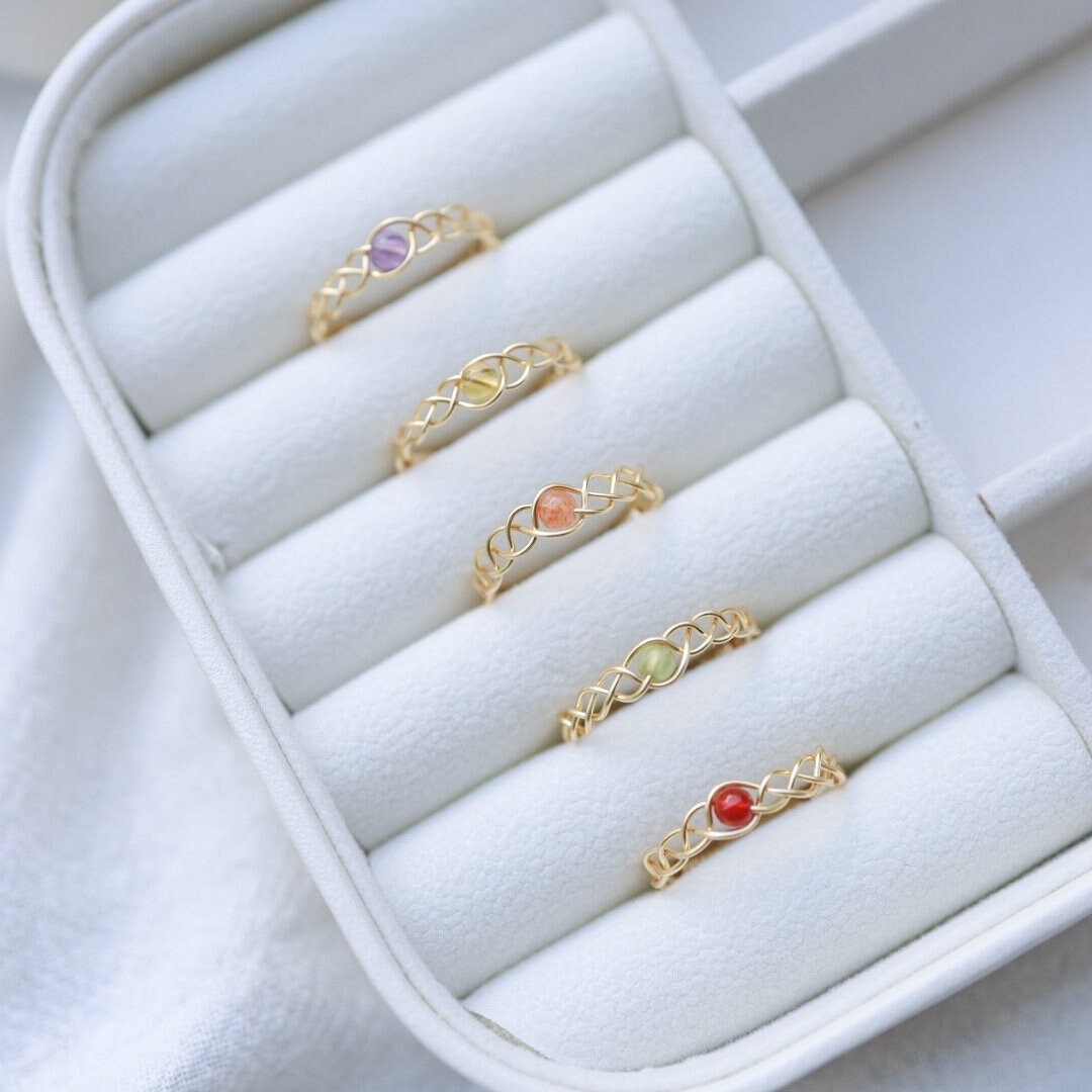 Custom Dainty Gemstone Crown Rings | Wire Wrapped Rings | Unique ...