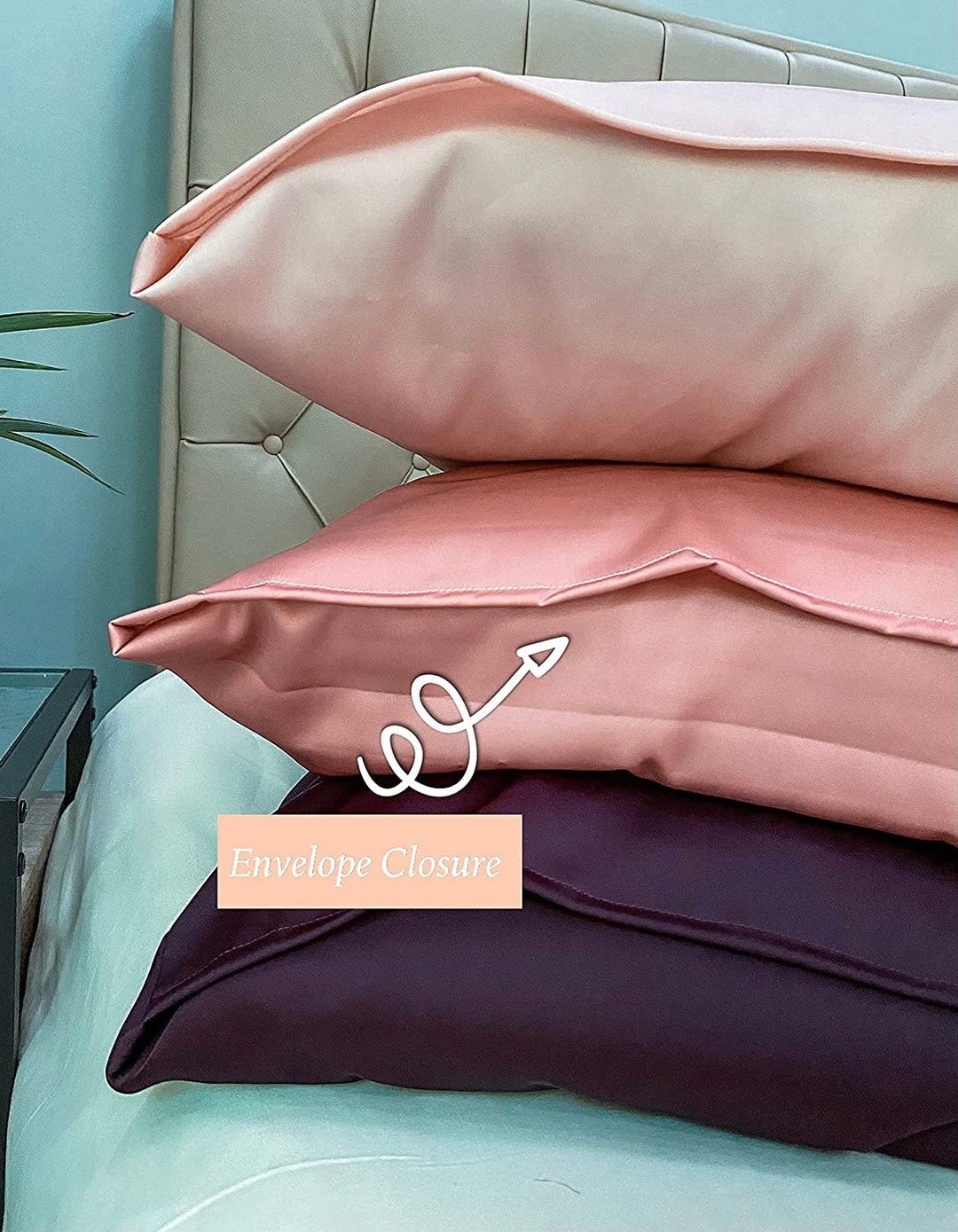 Silk Pillowcase With Envelope Enclosure for Minimalist Decor, Silk ...