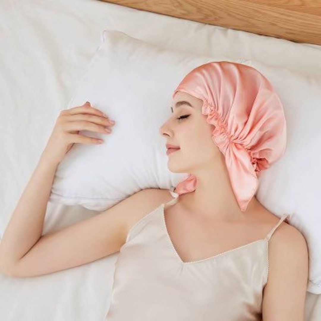 100% Mulberry Silk Sleep Cap Breathable & Adjustable Sleeping Caps ...