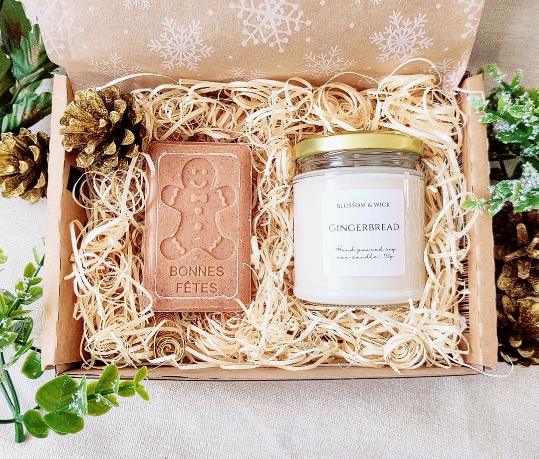 Gingerbread Candle and Soap Gift Set, Christmas Gift for Him Her, Bath ...