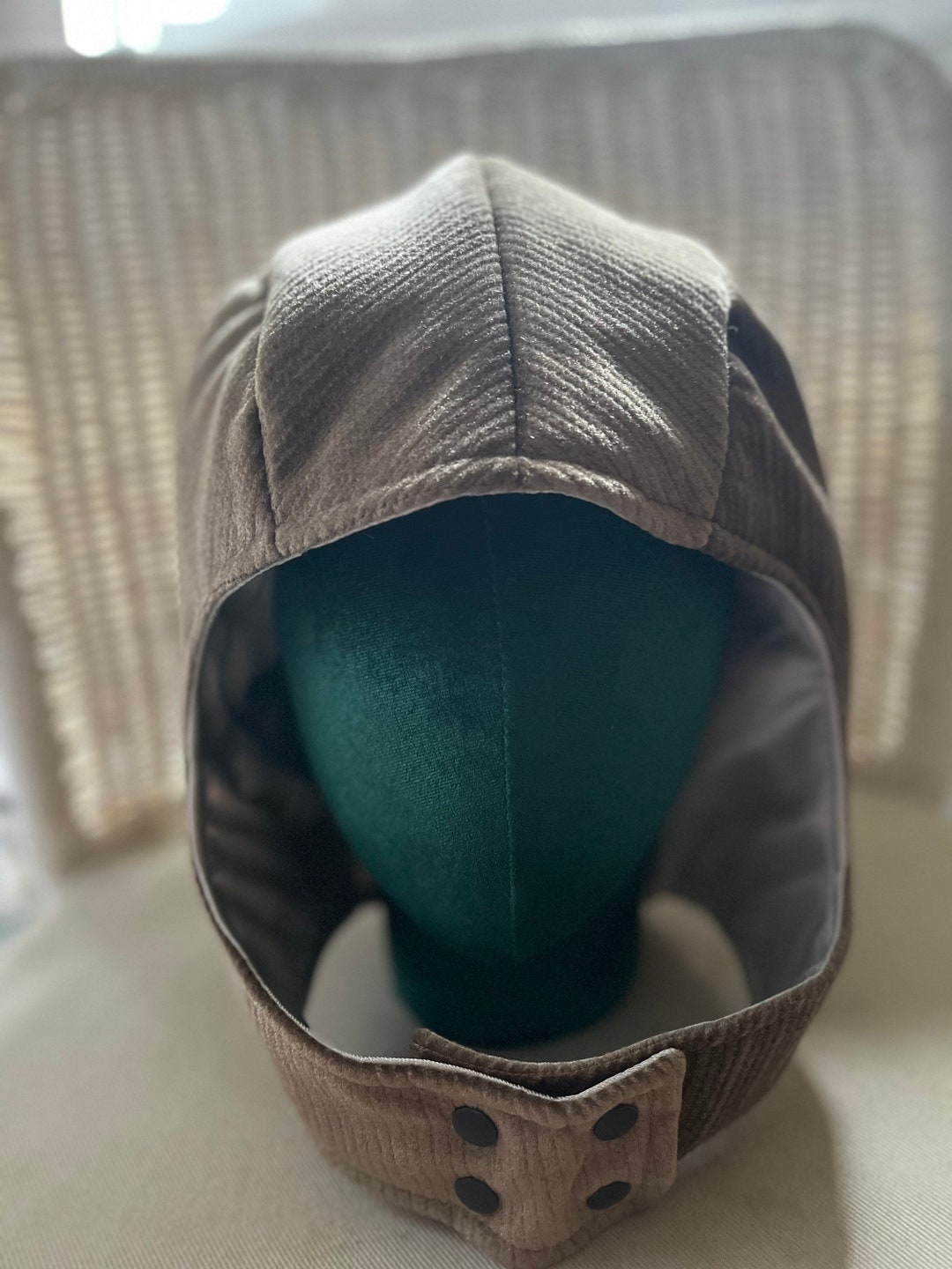 1980s Style Space Age Light Brown Corduroy Plush Helmet Hat - Etsy
