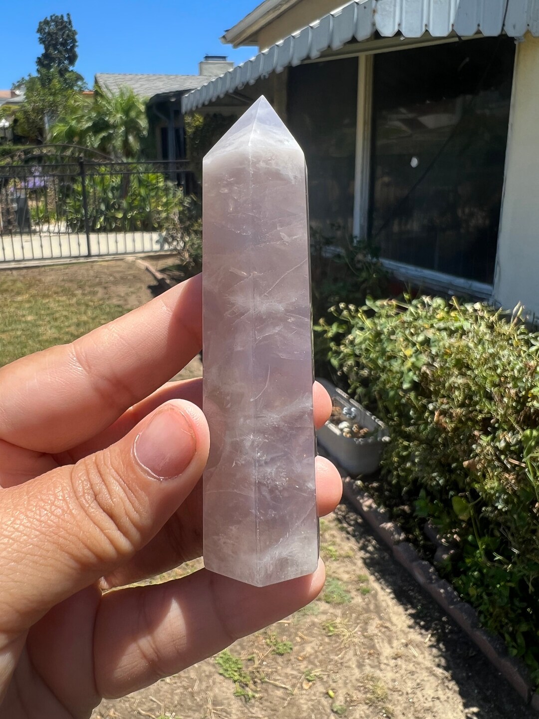 Beautiful Blue Rose Quartz Crystal Tower, Crystal Tower, Blue Crystal ...