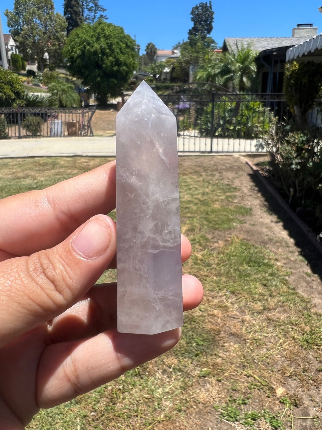 Beautiful Blue Rose Quartz Crystal Tower, Crystal Tower, Blue Crystal ...