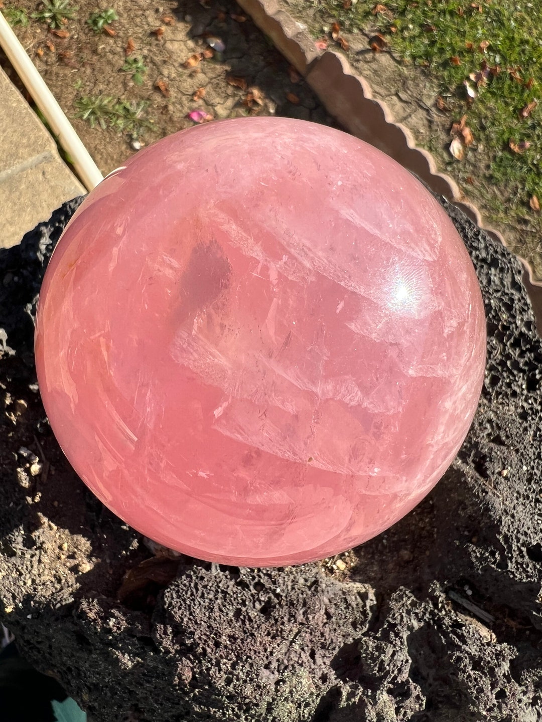 Star Rose Quartz Sphere,xl Sphere, Rose Quartz Dark Pink Star Rose ...