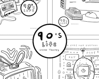 Printable Coloring Pages 90s Themed - Etsy