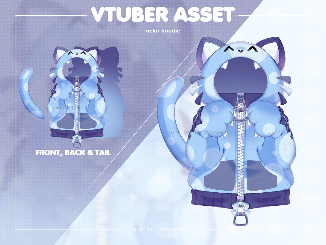 VTUBER Asset Neko Hoodie Blue - Etsy
