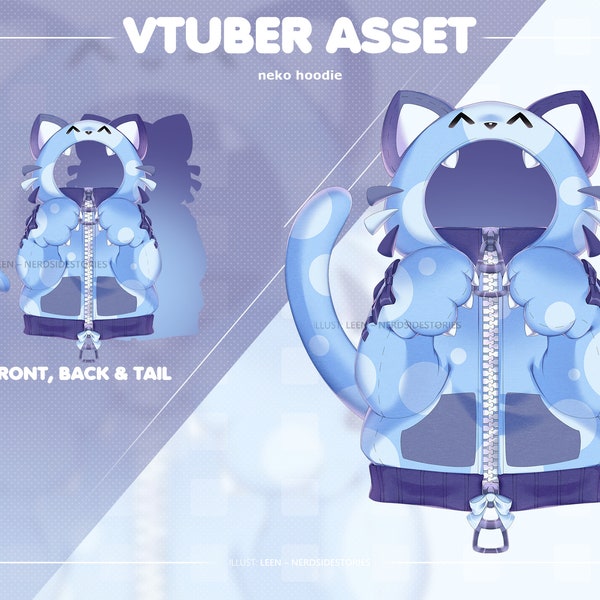 Vtuber Blue Cat Asset - Etsy