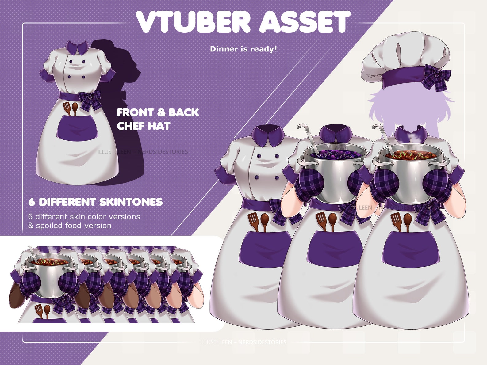 VTUBER Asset Dinner is Ready Cooking Set Purple - Etsy
