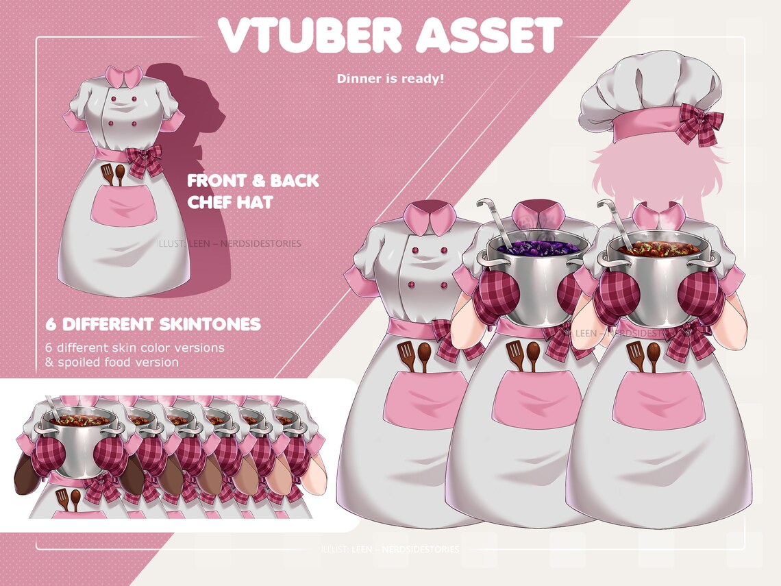 VTUBER Asset Dinner is Ready Cooking Set Pink - Etsy