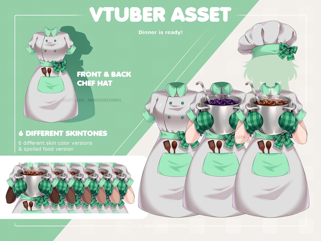 VTUBER Asset Dinner is Ready Cooking Set Mint - Etsy