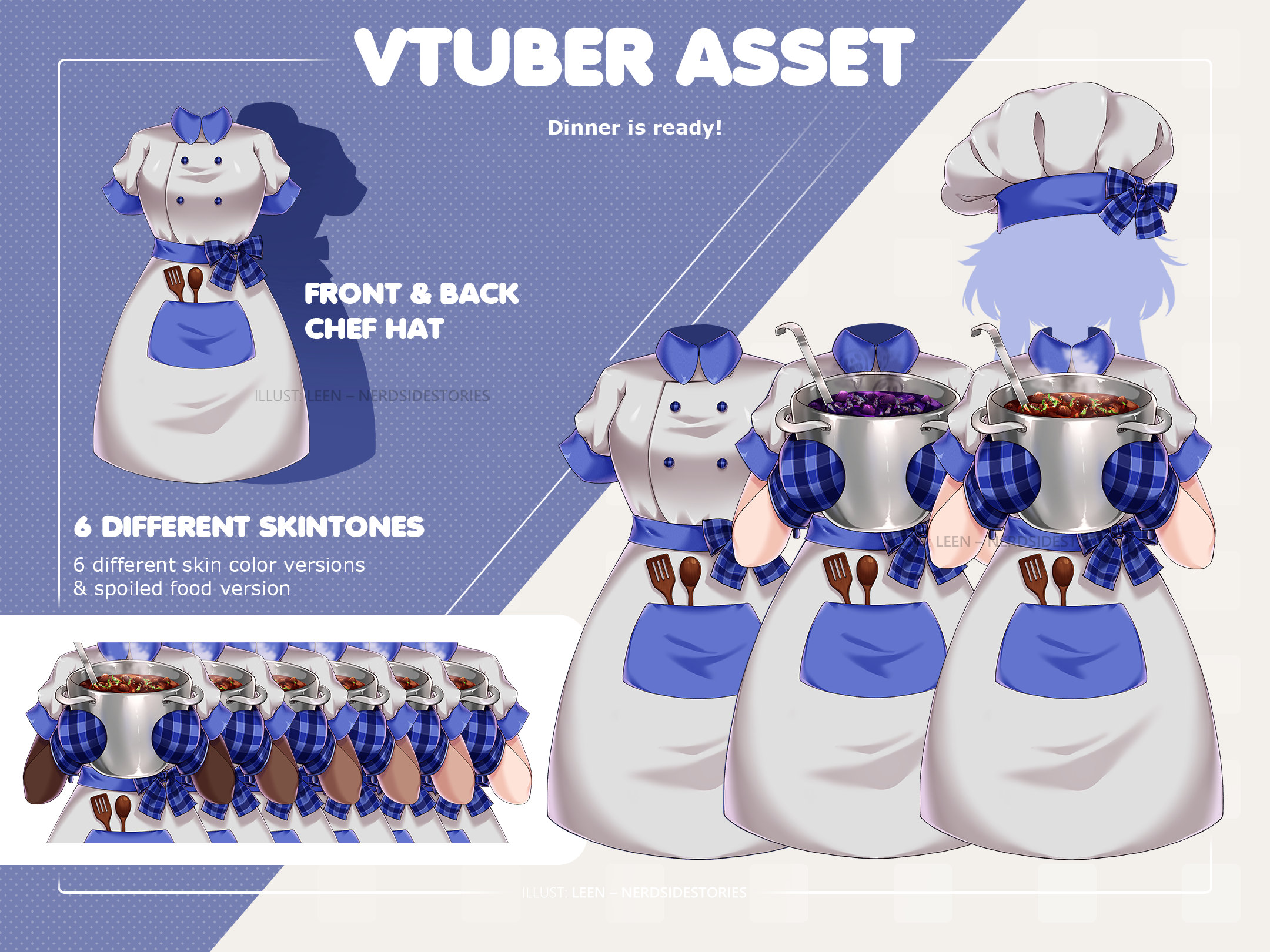 VTUBER Asset Dinner is Ready Cooking Set Blue - Etsy