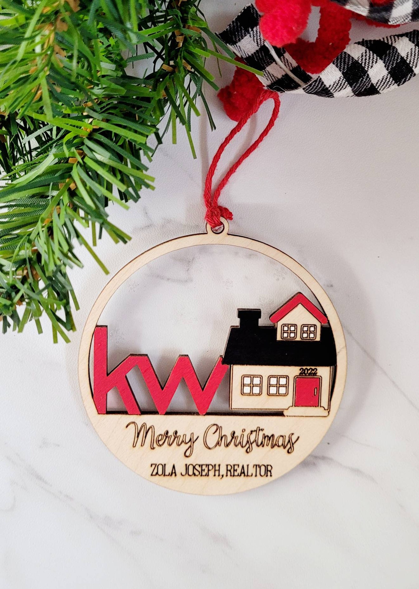 Realtor Ornament Custom Brokerage Logo, Client Gift for Christmas, Real ...
