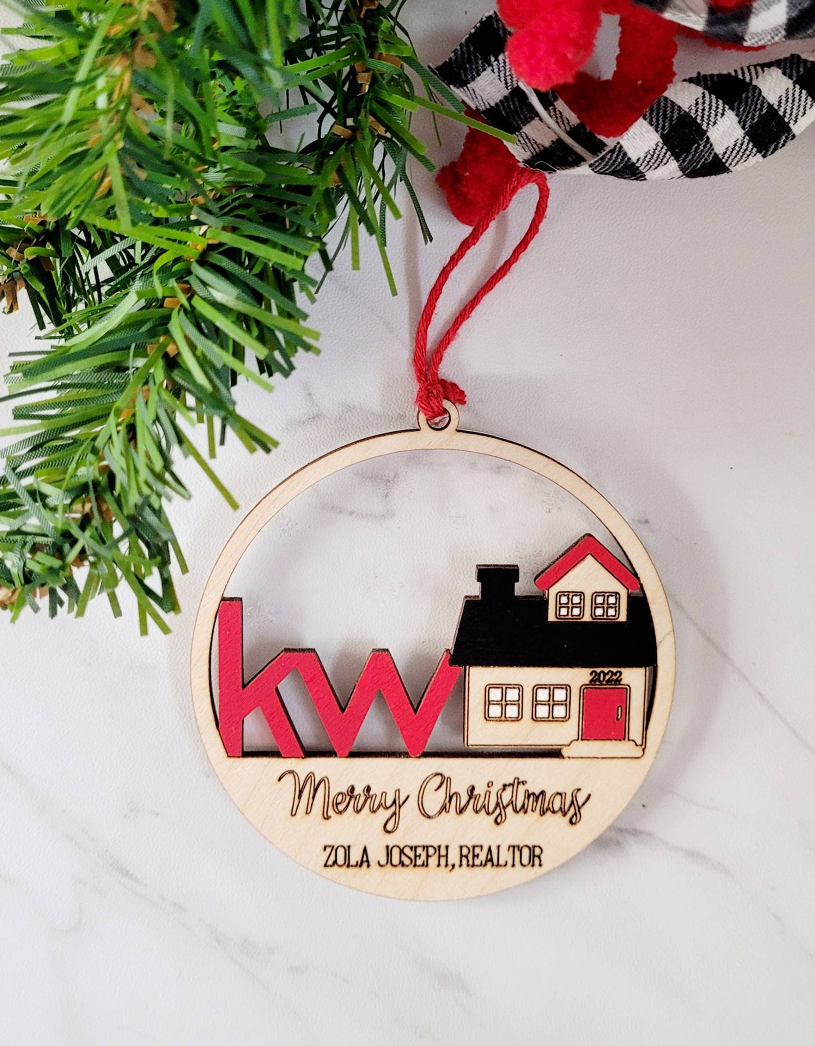 Realtor Ornament Custom Brokerage Logo, Client Gift for Christmas, Real ...