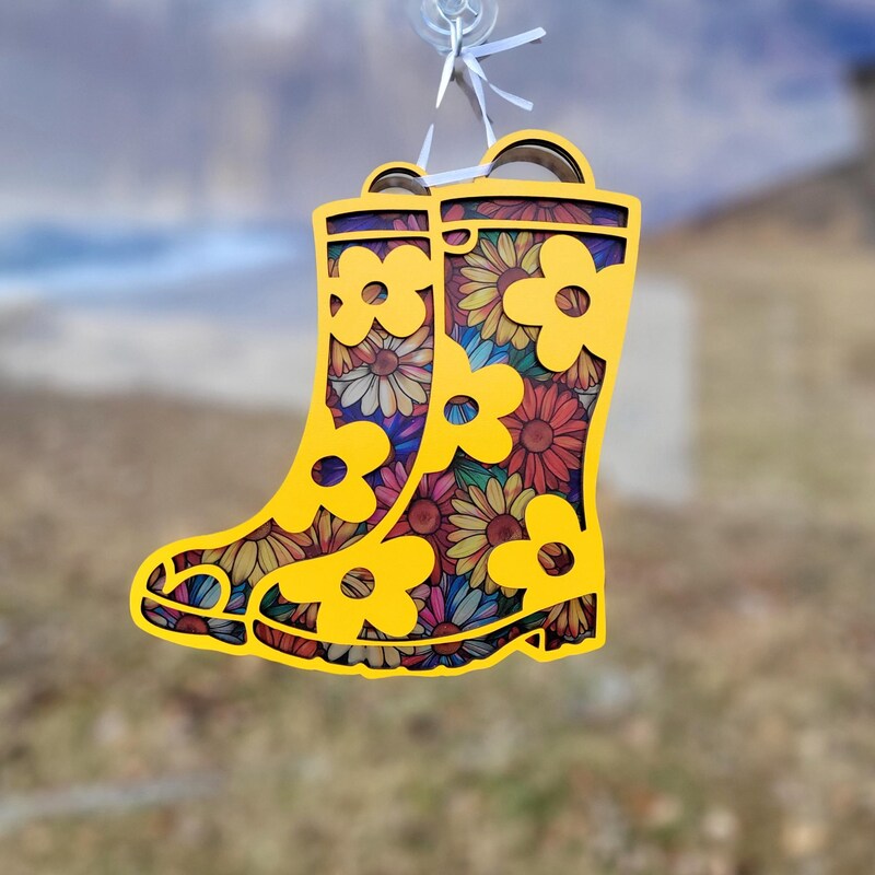 Rain Boot Flowers Art - Etsy