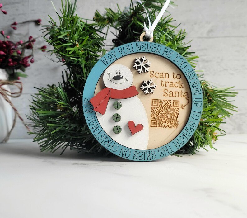 Santa Tracker QR Code Scan Laser Cut Christmas Ornament, Assorted ...