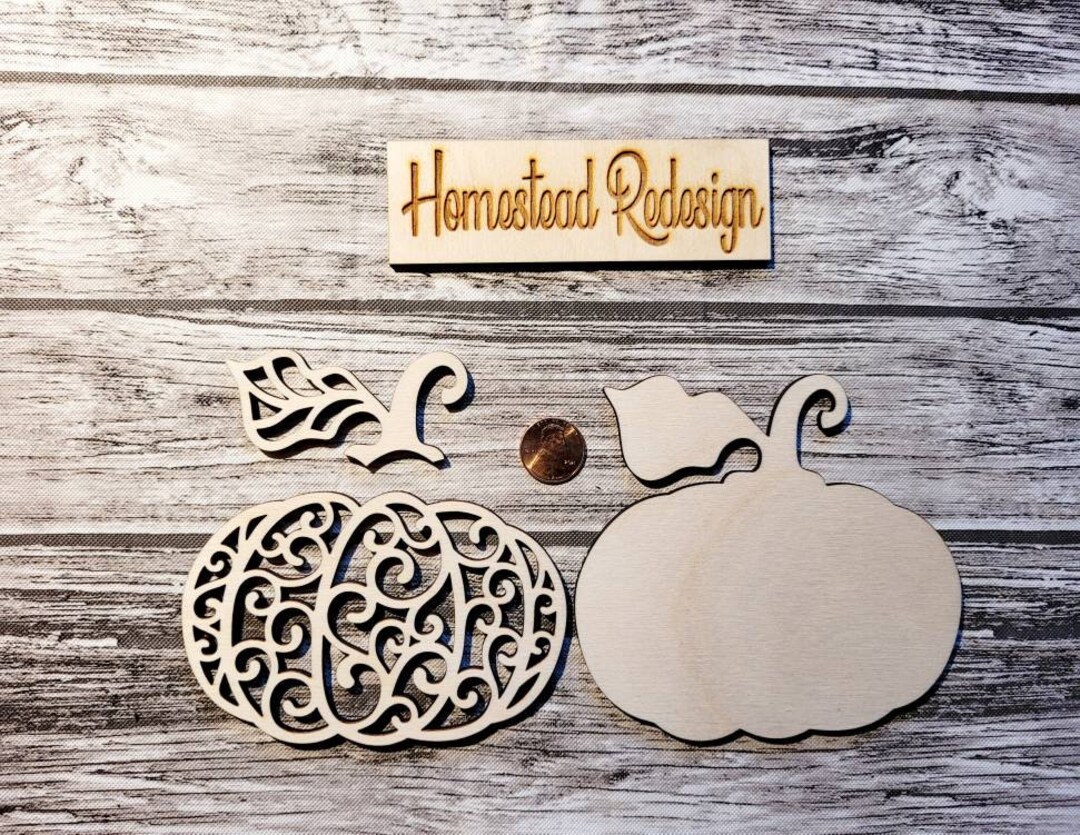 Laser Cut Layered Scroll Pumpkin Unfinished Wood Craft Supply for Fall ...