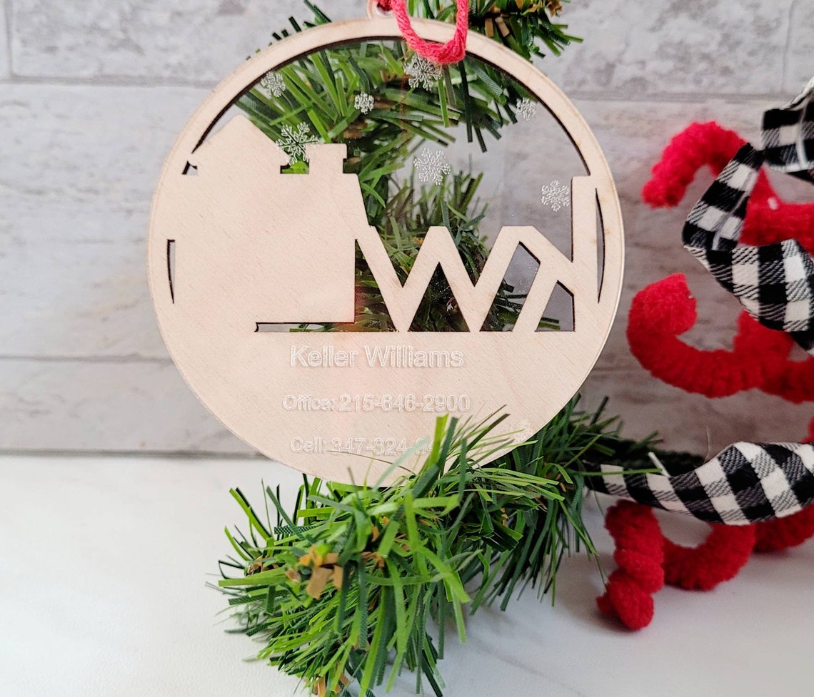 Realtor Ornament Custom Brokerage Logo, Client Gift for Christmas, Real ...