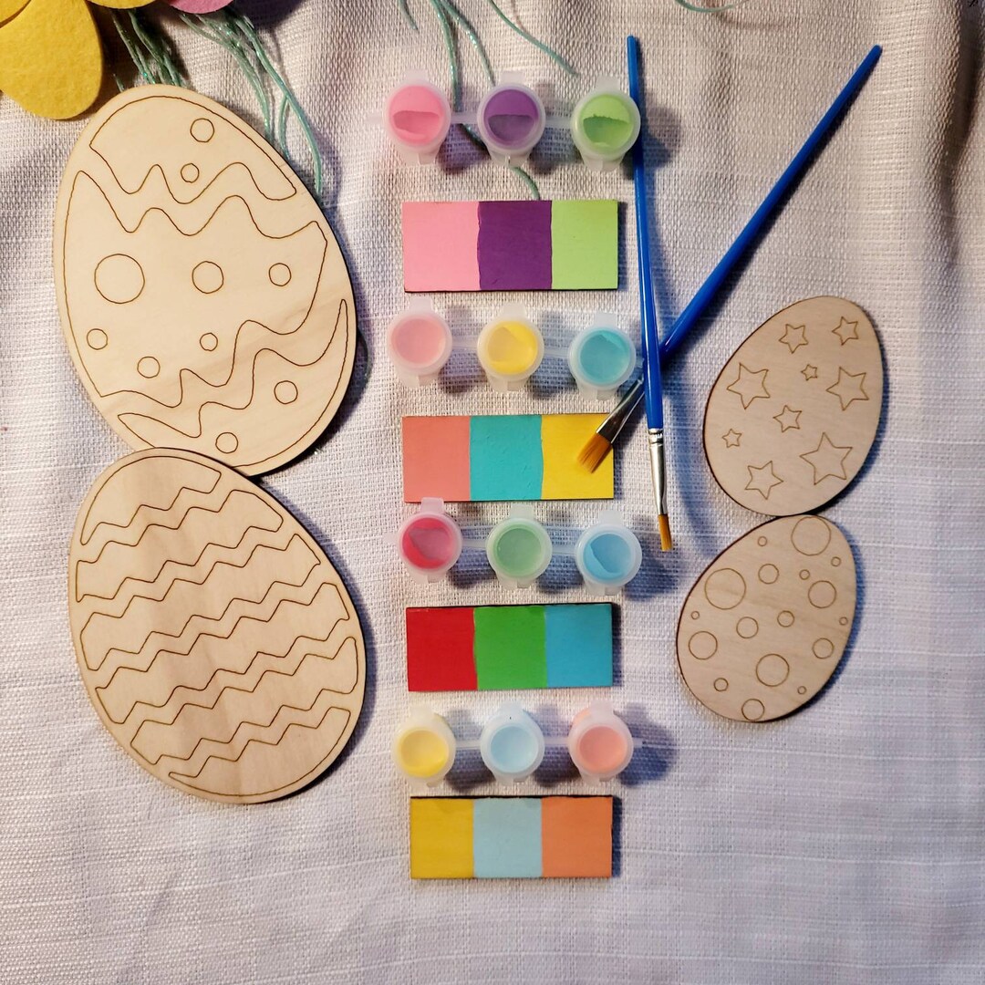 Kids Craft Kit for Spring, Easter. Diy Unfinished Wood Egg Blank for ...