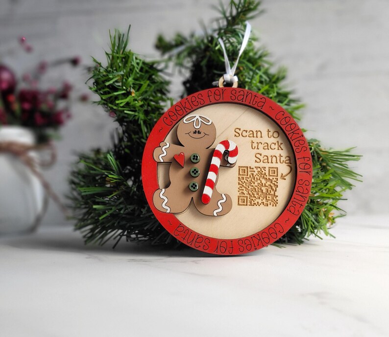Santa Tracker QR Code Scan Laser Cut Christmas Ornament, Assorted ...