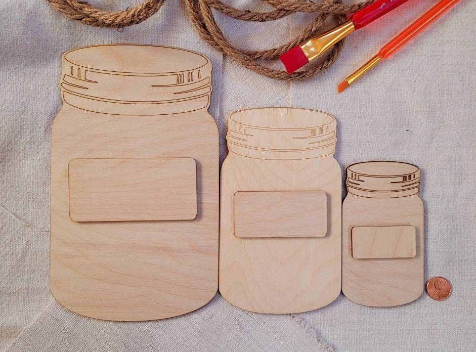 Mason Jar Laser Cut Unfinished Wood Cutouts, Assorted Sizes for Crafts ...