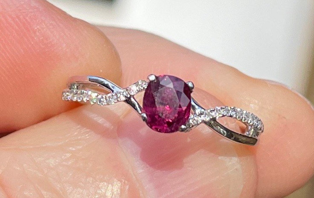 Ladys 14kt White Gold Genuine Ruby and Diamond Ring - Etsy