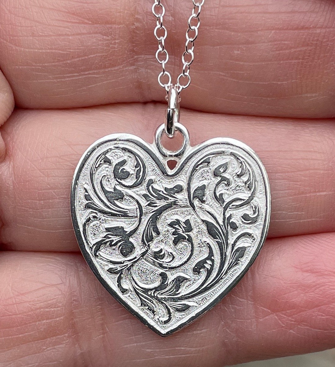 Sterling Silver Heart Pendant - Etsy