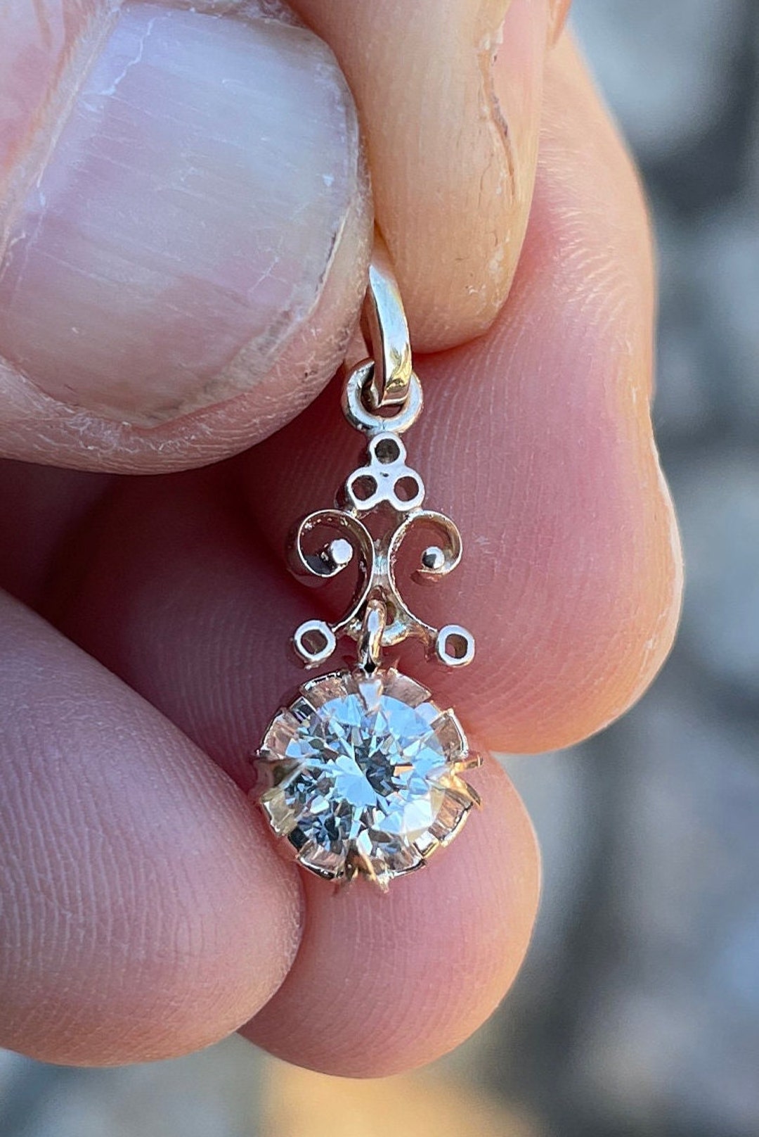 Antique Victorian Style Diamond Pendant - Etsy