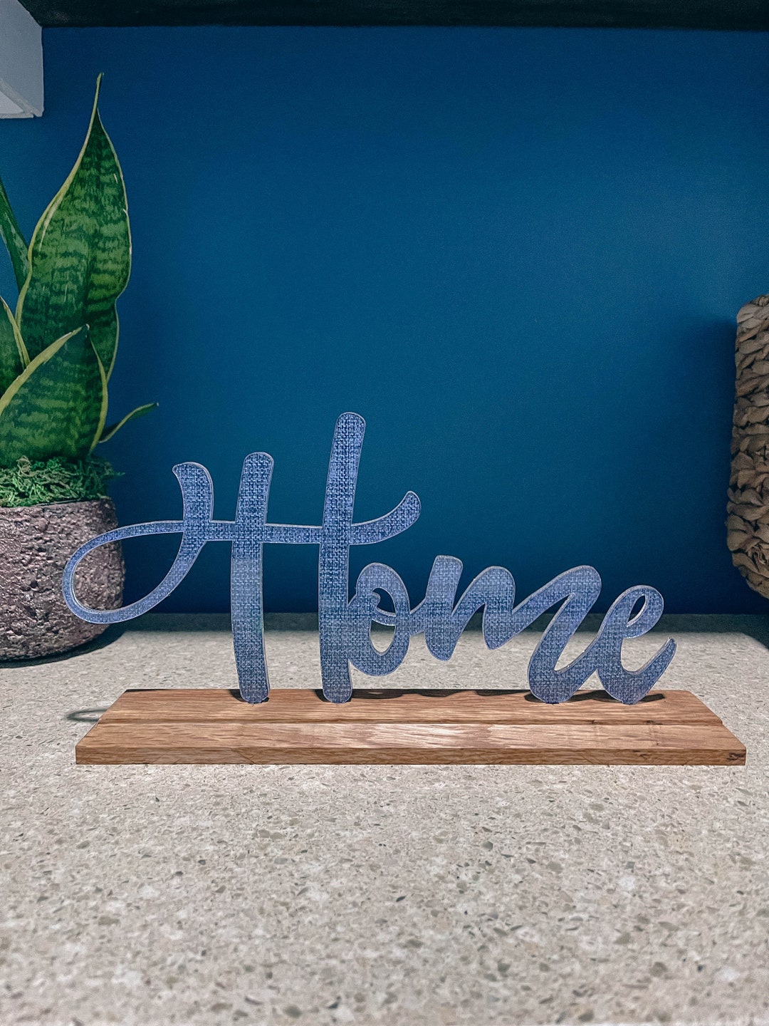 Home Sign Decor - Freestanding Acrylic & Wood Sign for Shelf Mantel or ...