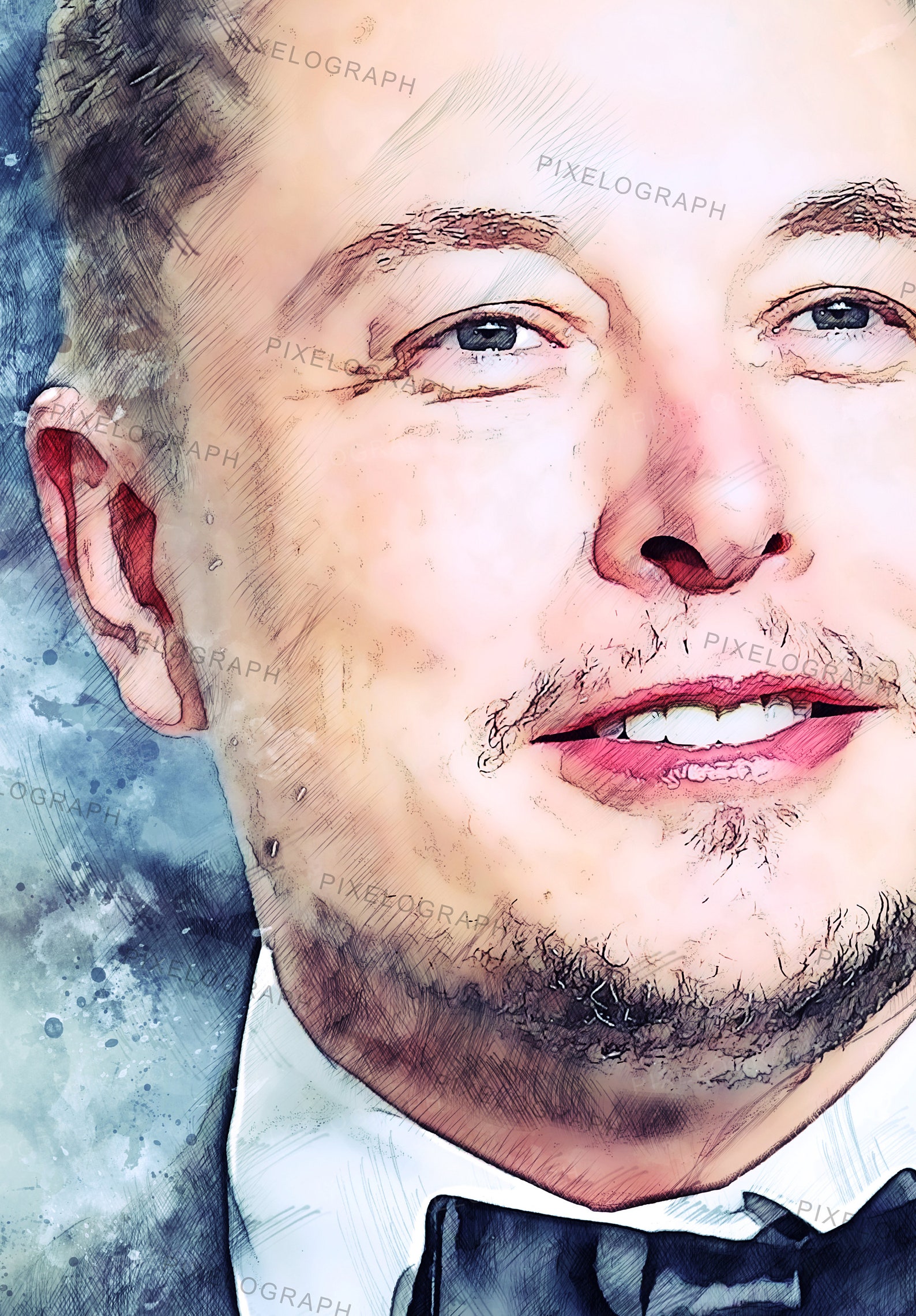 Elon Musk Digital Art, Elon Musk Print - Etsy