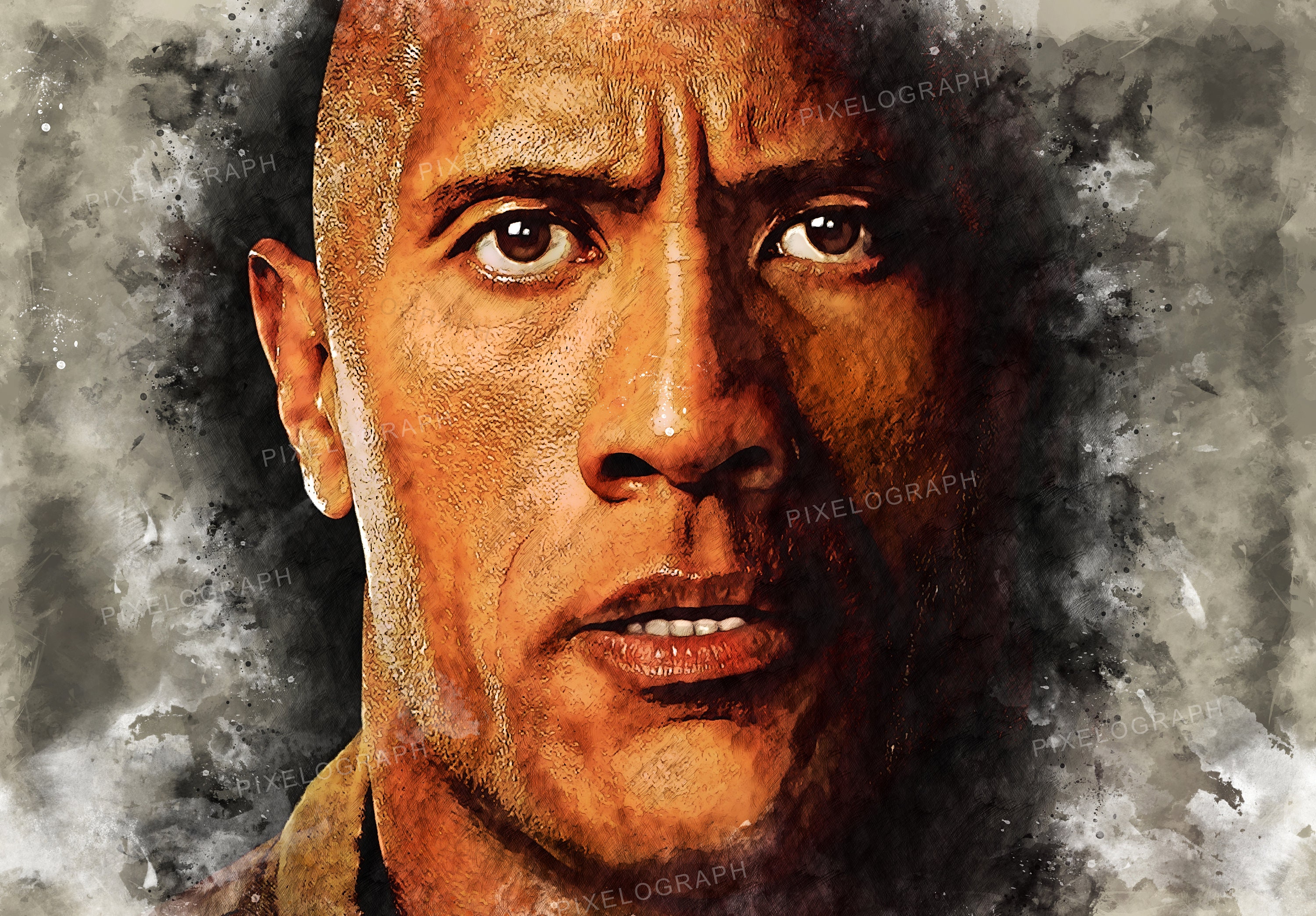 Dwayne Johnson, Dwayne Johnson Digital Art, Dwayne Johnson Print, the ...