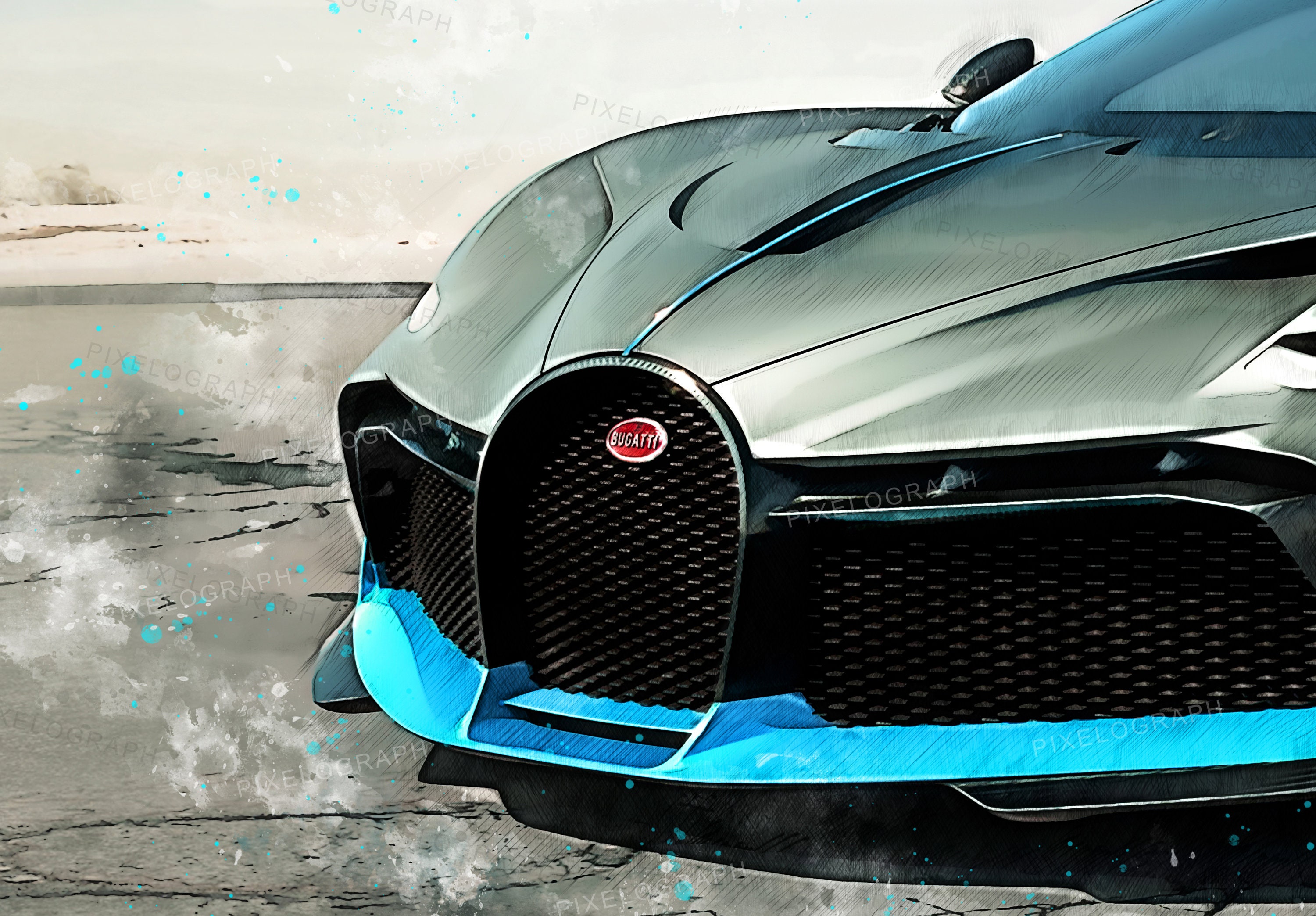 Bugatti Print, Divo - Bugatti Art, Bugatti Poster, Bugatti Sketch Art ...