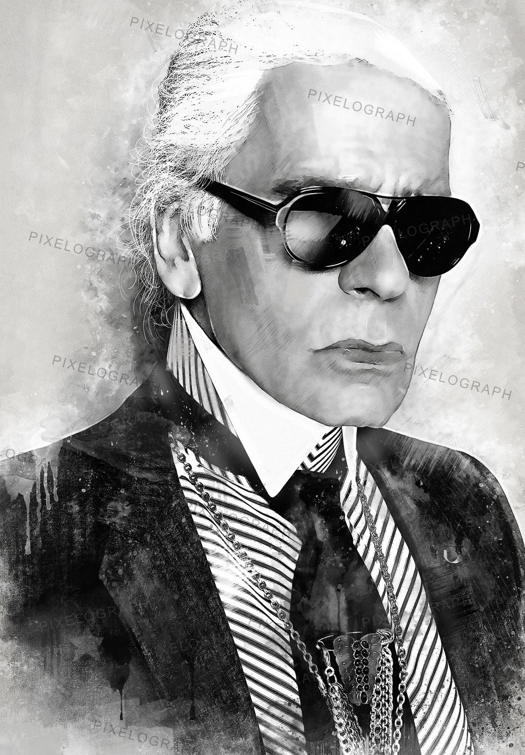 Karl Lagerfeld Art, Karl Lagerfeld Watercolor, Lagerfeld Portrait ...