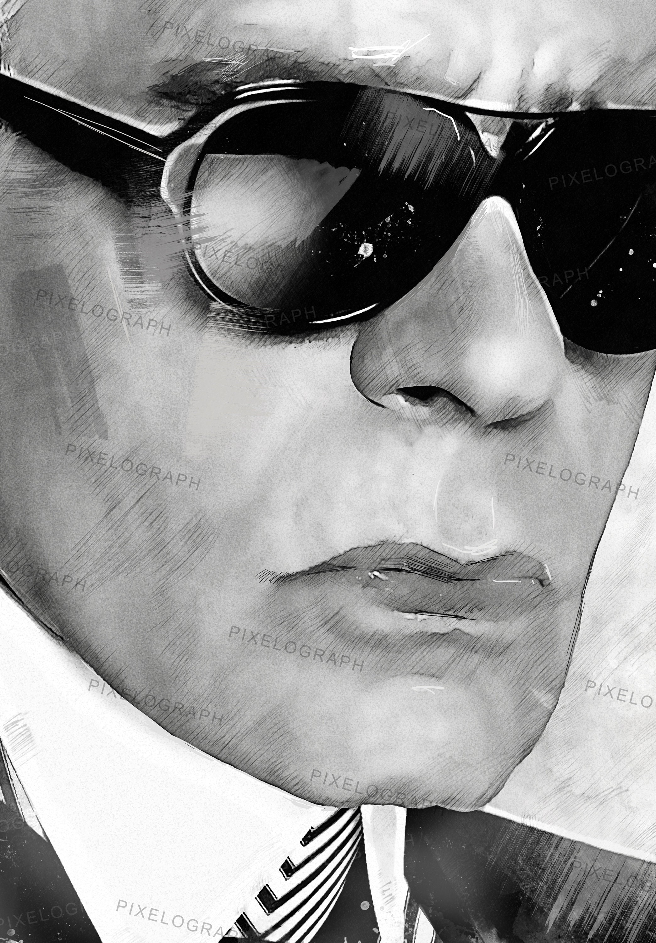 Karl Lagerfeld Art, Karl Lagerfeld Watercolor, Lagerfeld Portrait ...