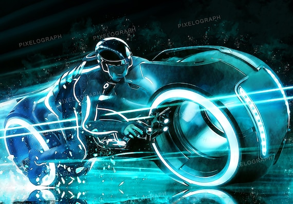 Sam Flynn portrait Tron: Legacy 2010 digital print Garrett | Etsy